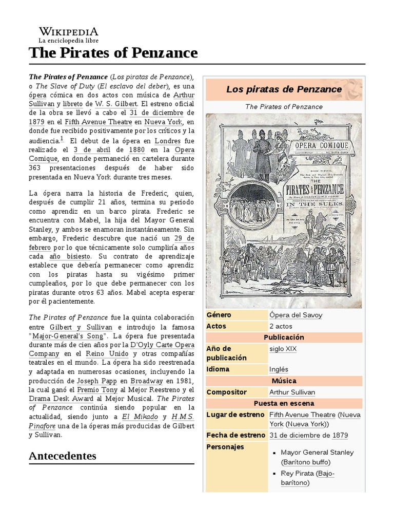 The Pirates of Penzance | PDF | Las artes escénicas | Música vocal