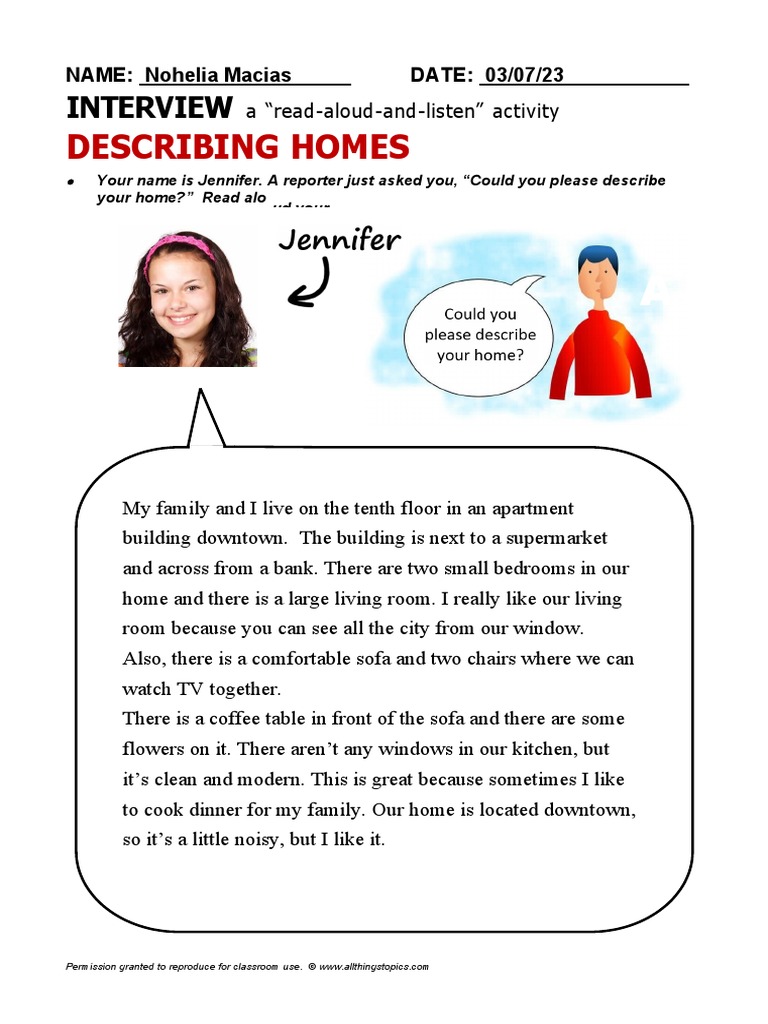 Describing Homes: A Classroom Activity | PDF | Home | Interior Design