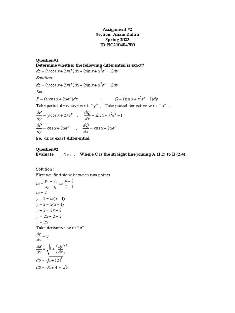MTH201 Assignment #1 | PDF