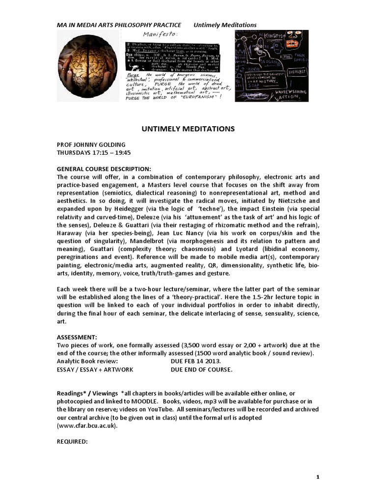 'Untimely Meditations - SoA | PDF | Gilles Deleuze | Martin Heidegger