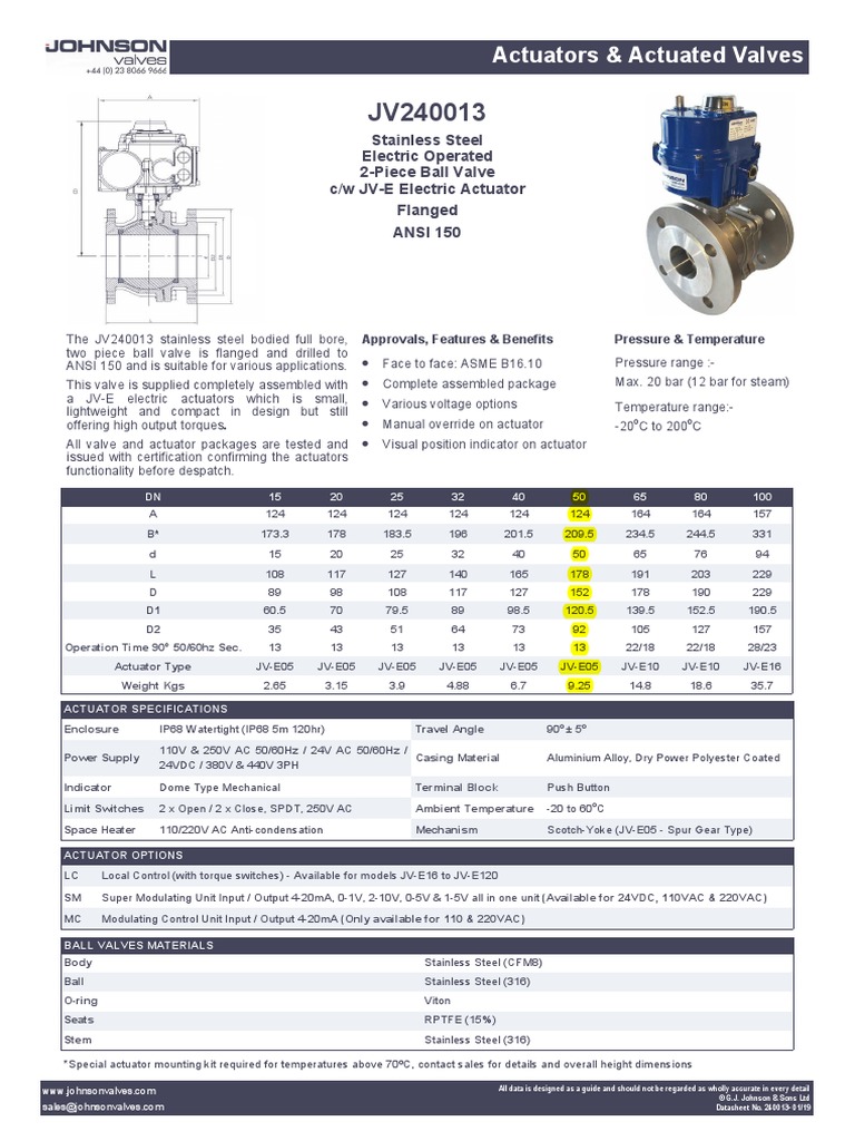 Motorised Valve - Johnson | Download Free PDF | Valve | Actuator