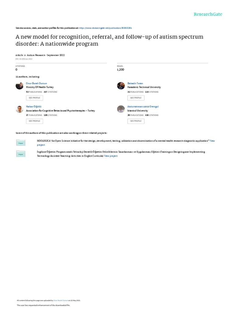 A New Model For Recognition, Referral, and Follow-Up of Autism Spectrum ...