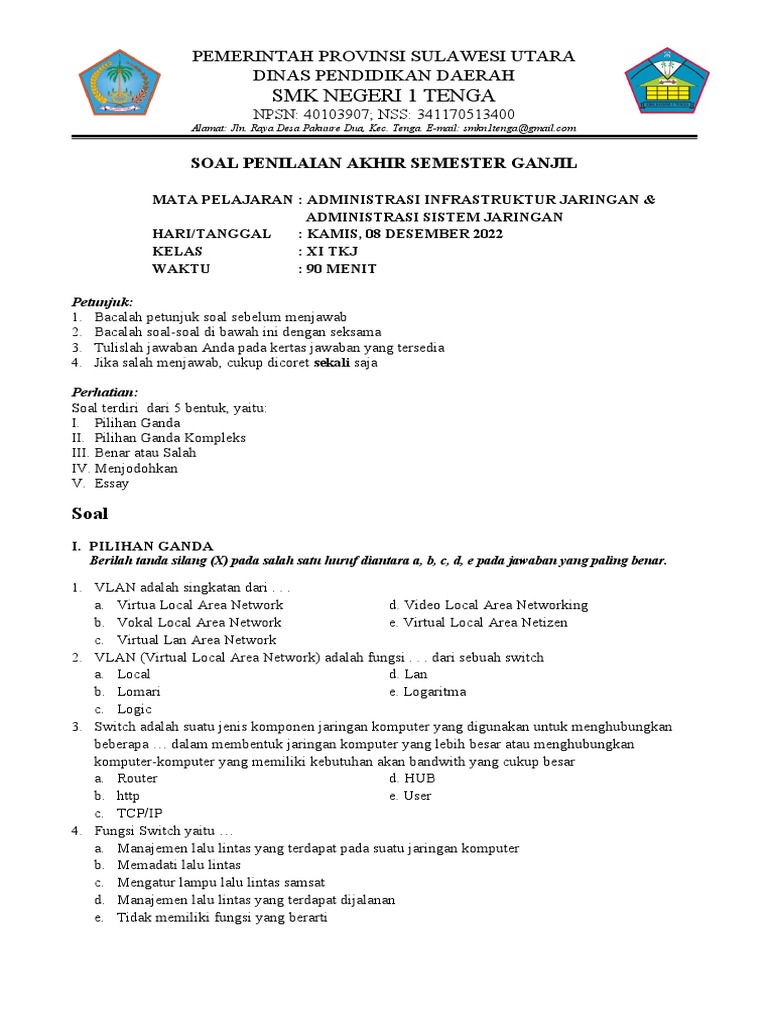 Soal Ulangan Akhir Sem Genap Asj | PDF