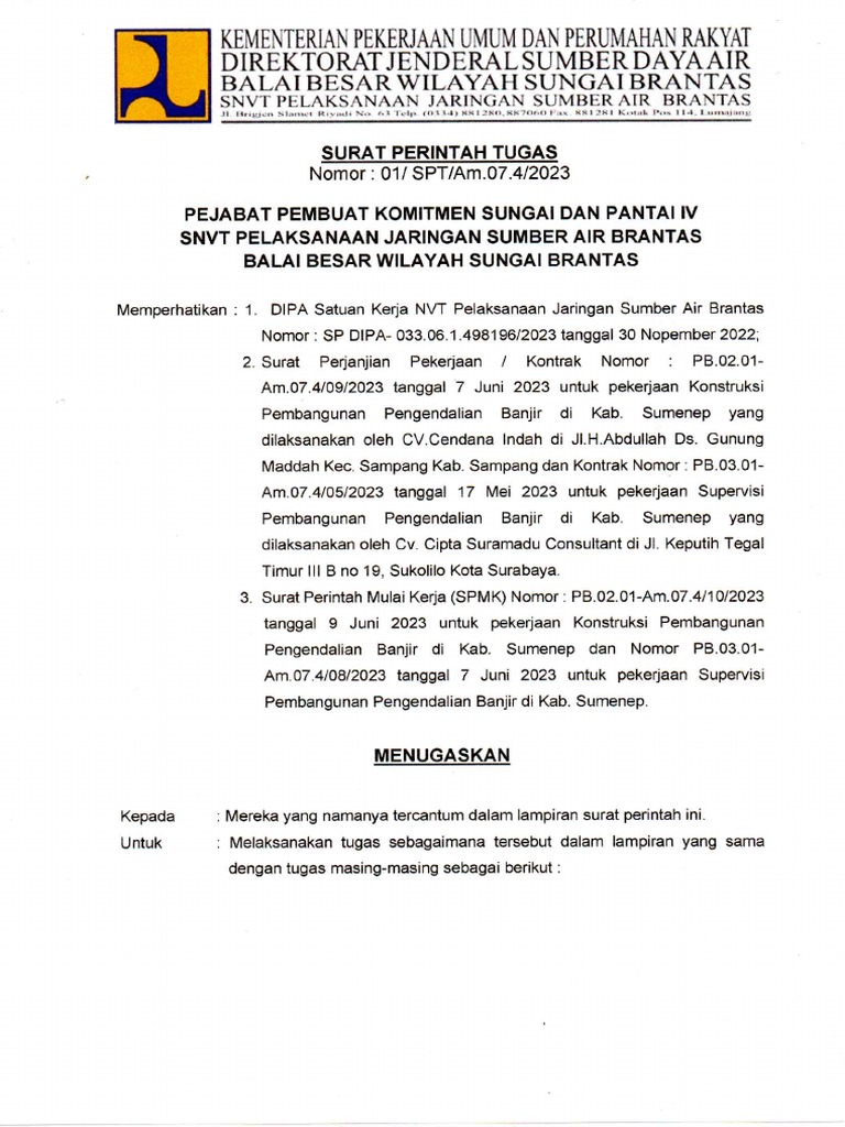 SK Direksi Pekerjaan PPK Supan IV | PDF