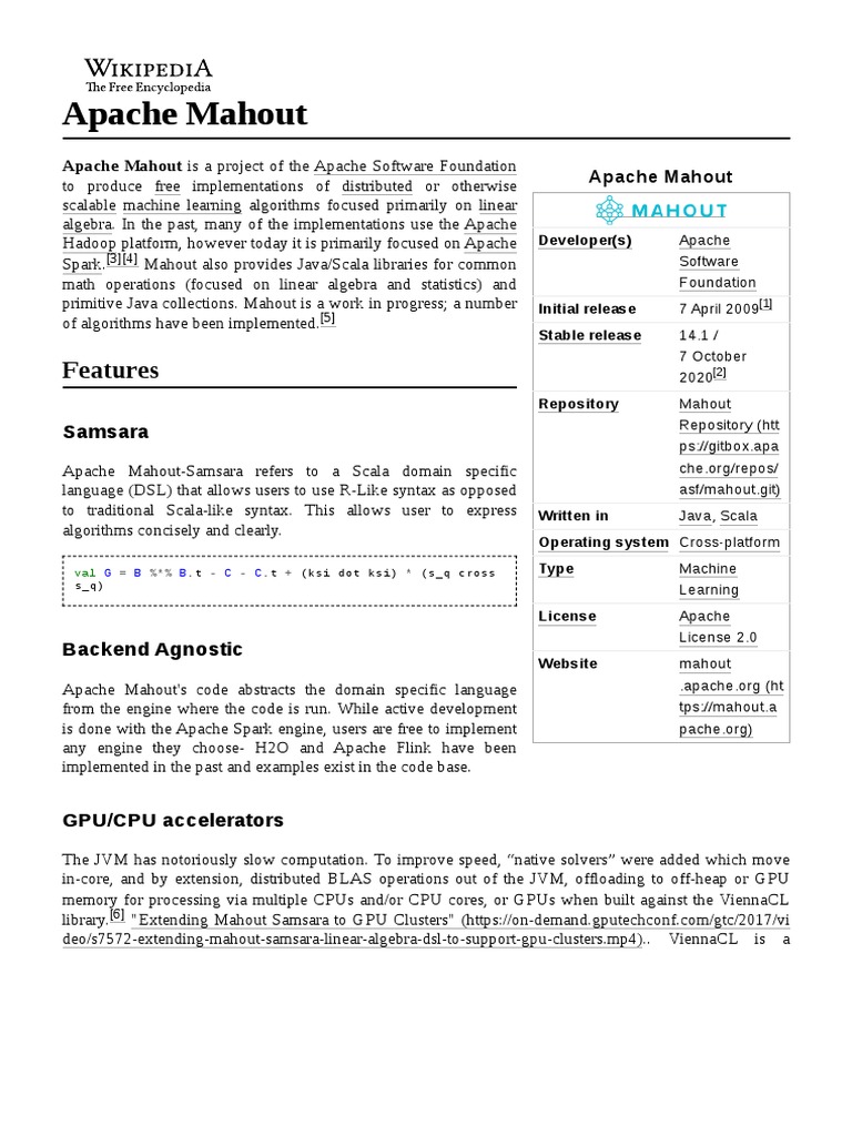 Apache Mahout | PDF | Computing | Systems Engineering