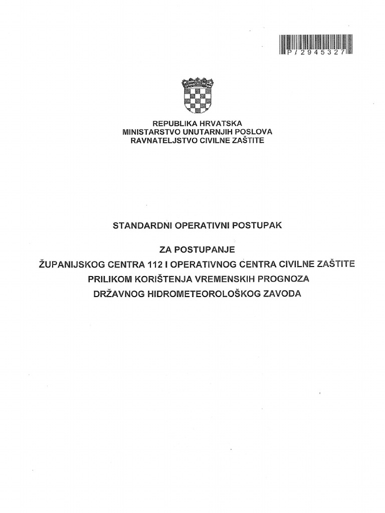 Standardni Operativni Postupak U Kriznim Situacijama | PDF