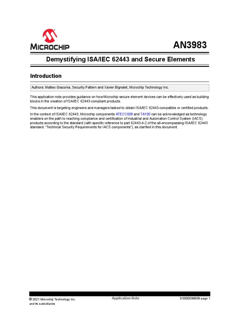 Demystifying ISA IEC 62443 and Secure Elements DS00003983 | PDF | Key ... Demystifying ISA IEC 62443 and Secure Elements DS00003983 | PDF | Key ...