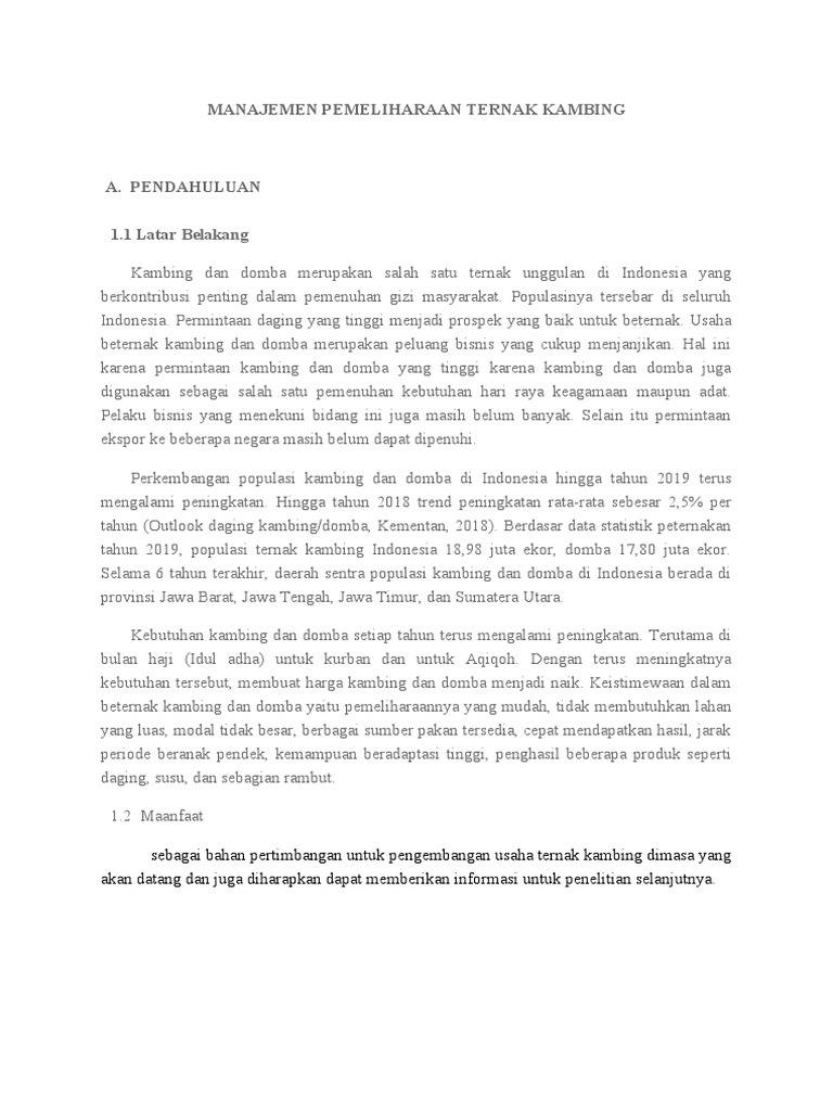 Manajemen Pemeliharaan Ternak Kambing | PDF