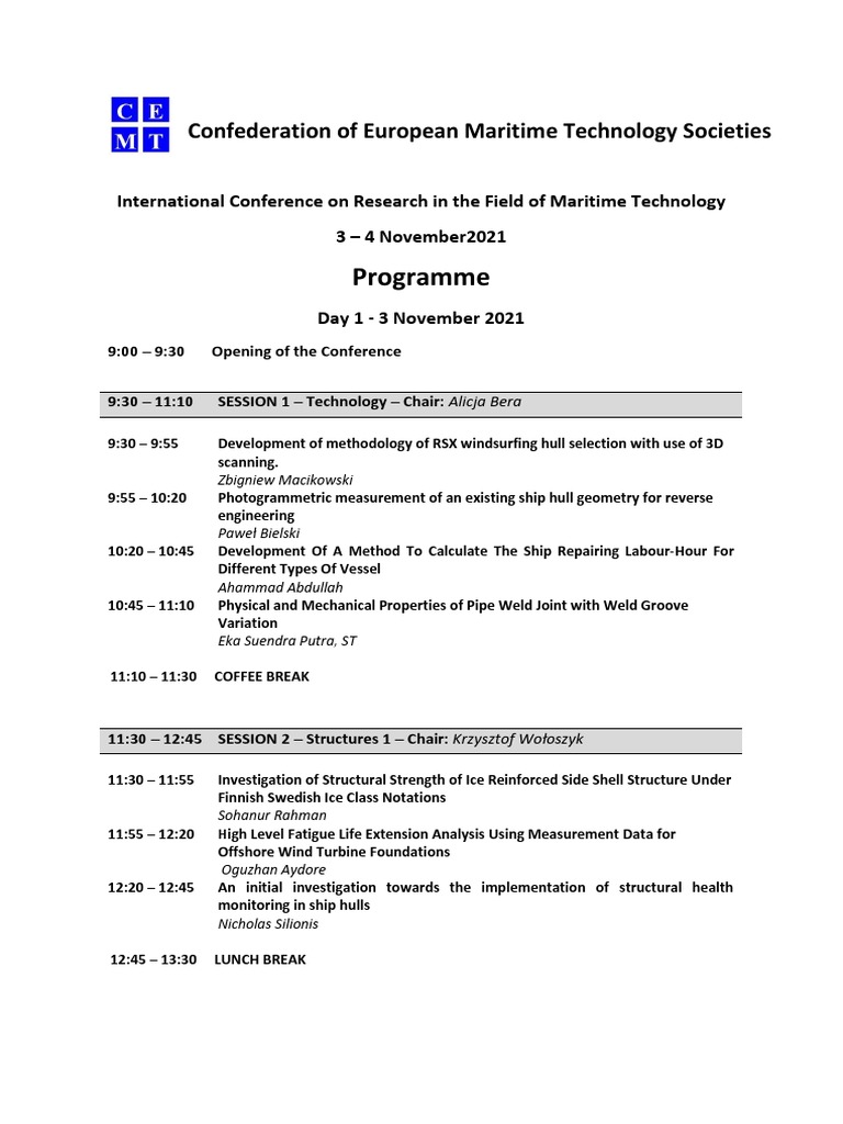 KORAB CEMT Young 2021 Programme | PDF | Computational Fluid Dynamics ...