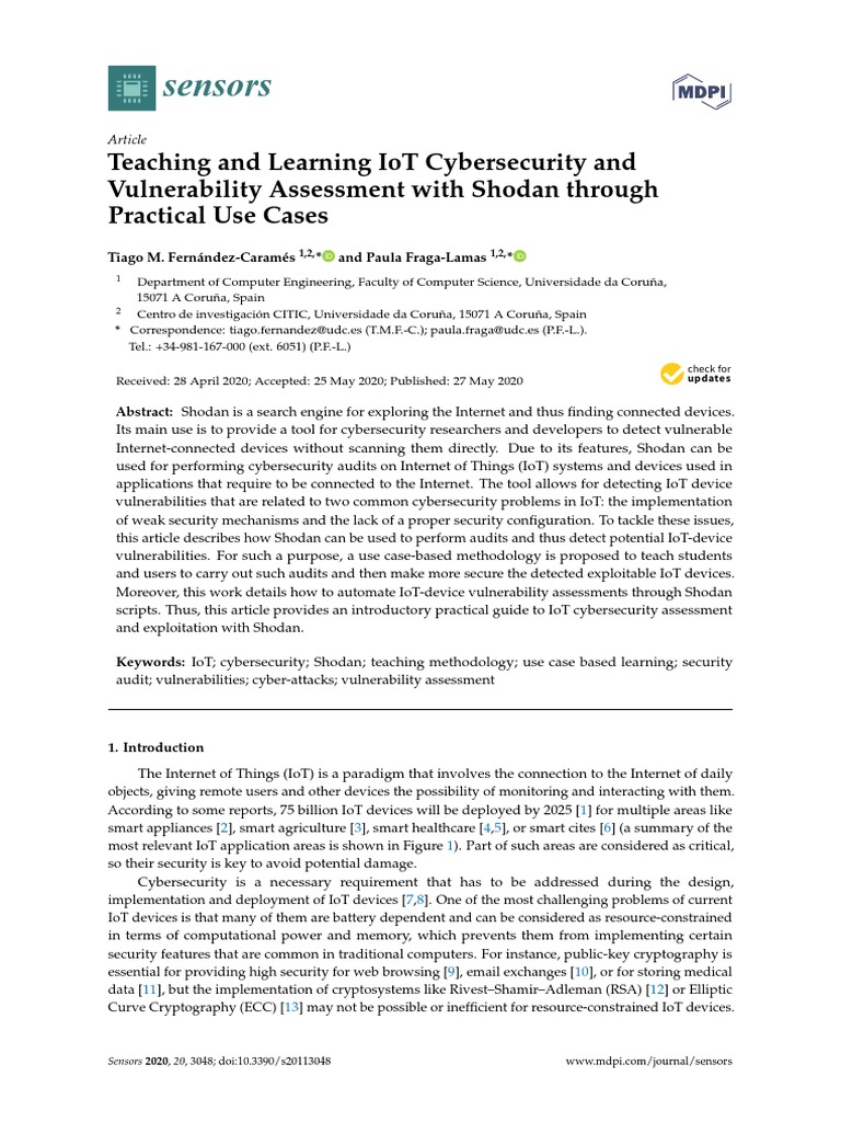 Teaching and Learning IoT Cybersecurity and Vulner | PDF | Internet Of ...