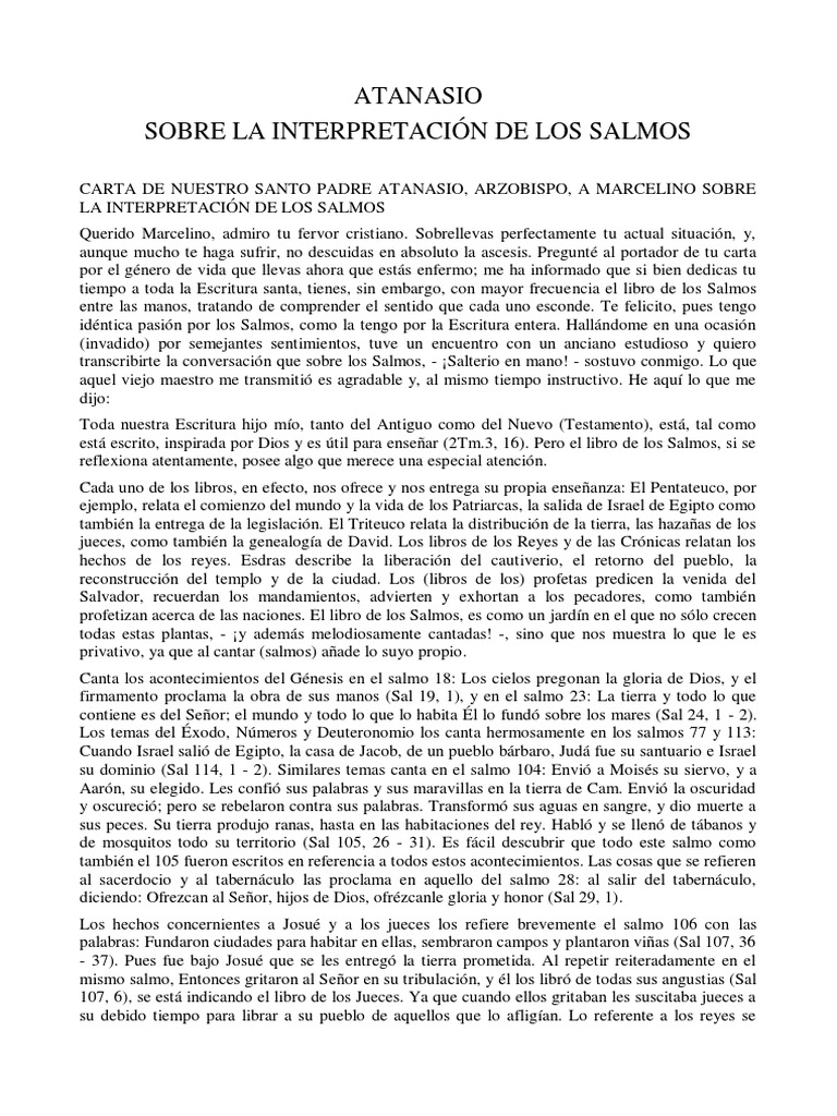 San Atanasio-sobre-la-Interpretacion-de-Los-Salmos | PDF | Salmos | Alma