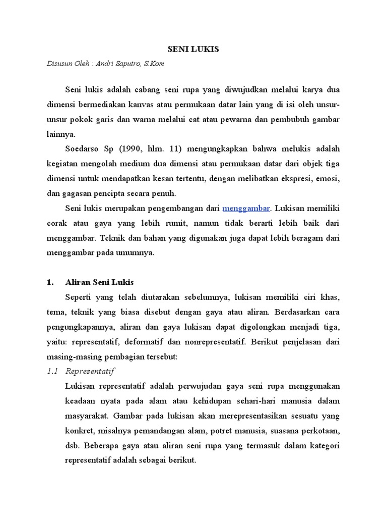Aliran dan Gaya Seni Lukis Representatif | PDF | Seni