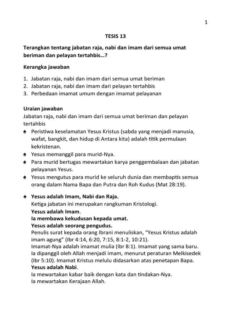 Tesis 13 - Nabi Imam Raja | PDF
