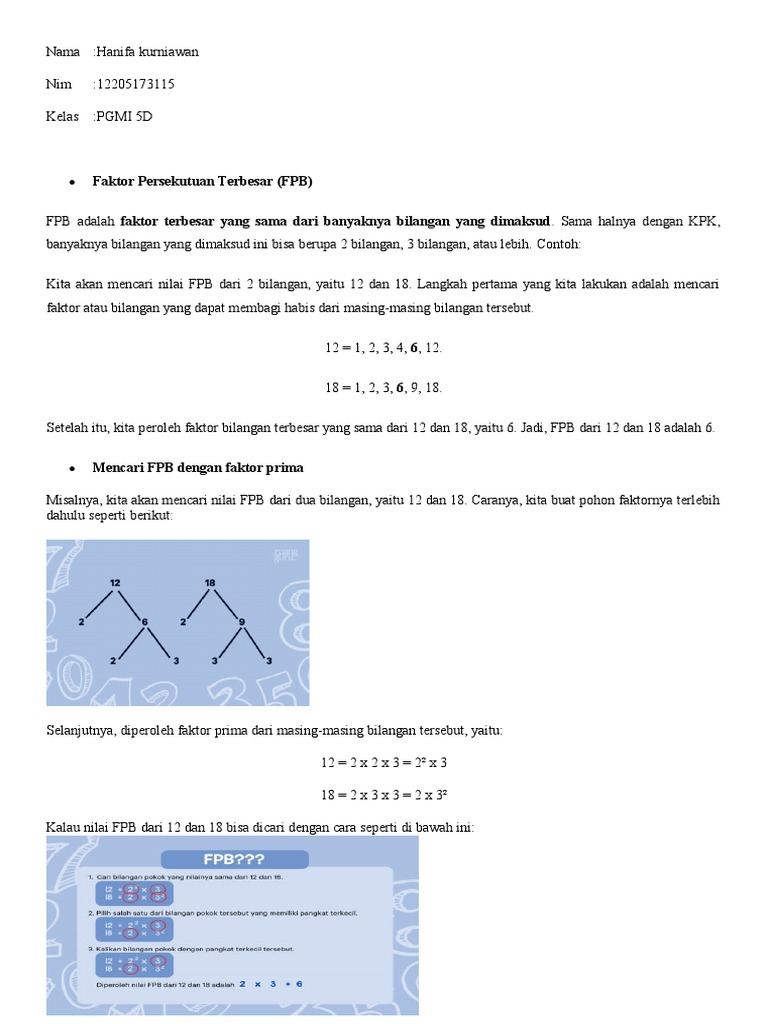 Faktor Persekutuan Terbesar (FPB) | PDF