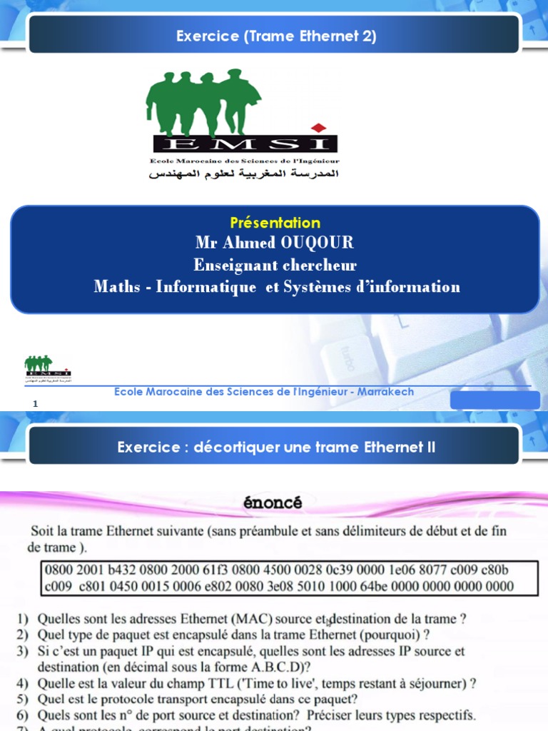 Exercice sur la Trame Ethernet II | PDF | Protocoles Internet | Réseau ...