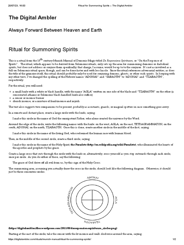 Ritual For Summoning Spirits The Digital Ambler | PDF | Names Of God In ...