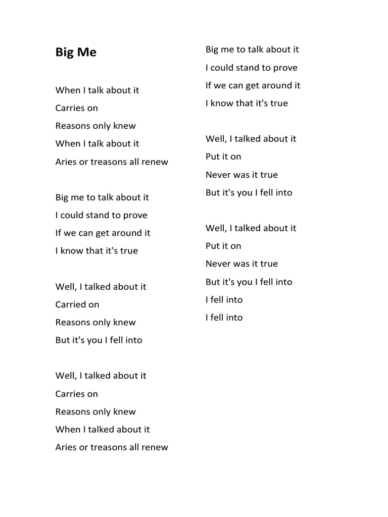 Big Me Lyrics | PDF