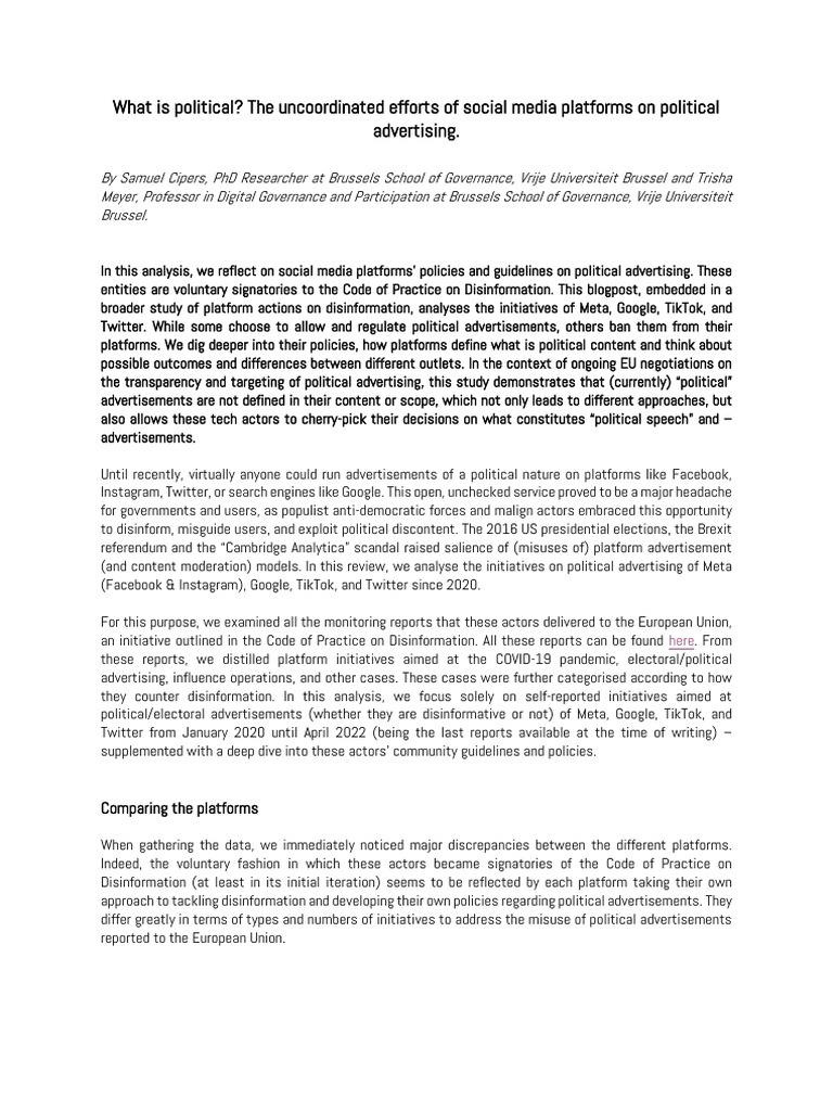 Blogpost On Political Advertisements - FINAL 1 | PDF | Elections ...