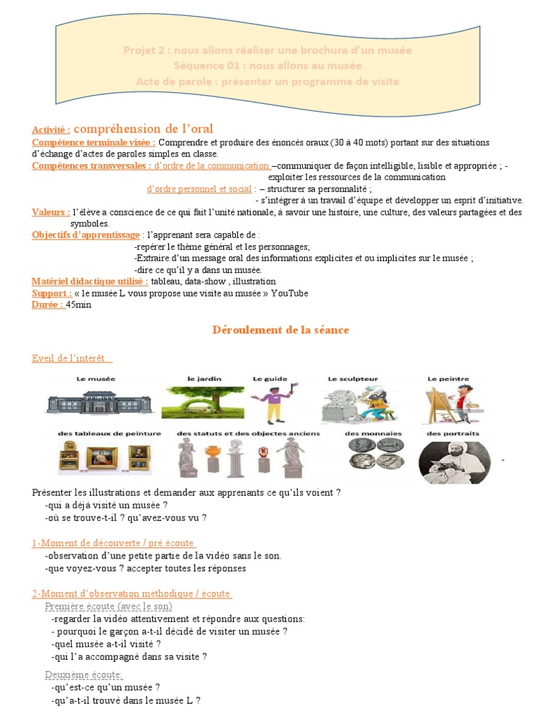 Visite au musée pour les élèves 5AP | PDF | la communication | Pluriel