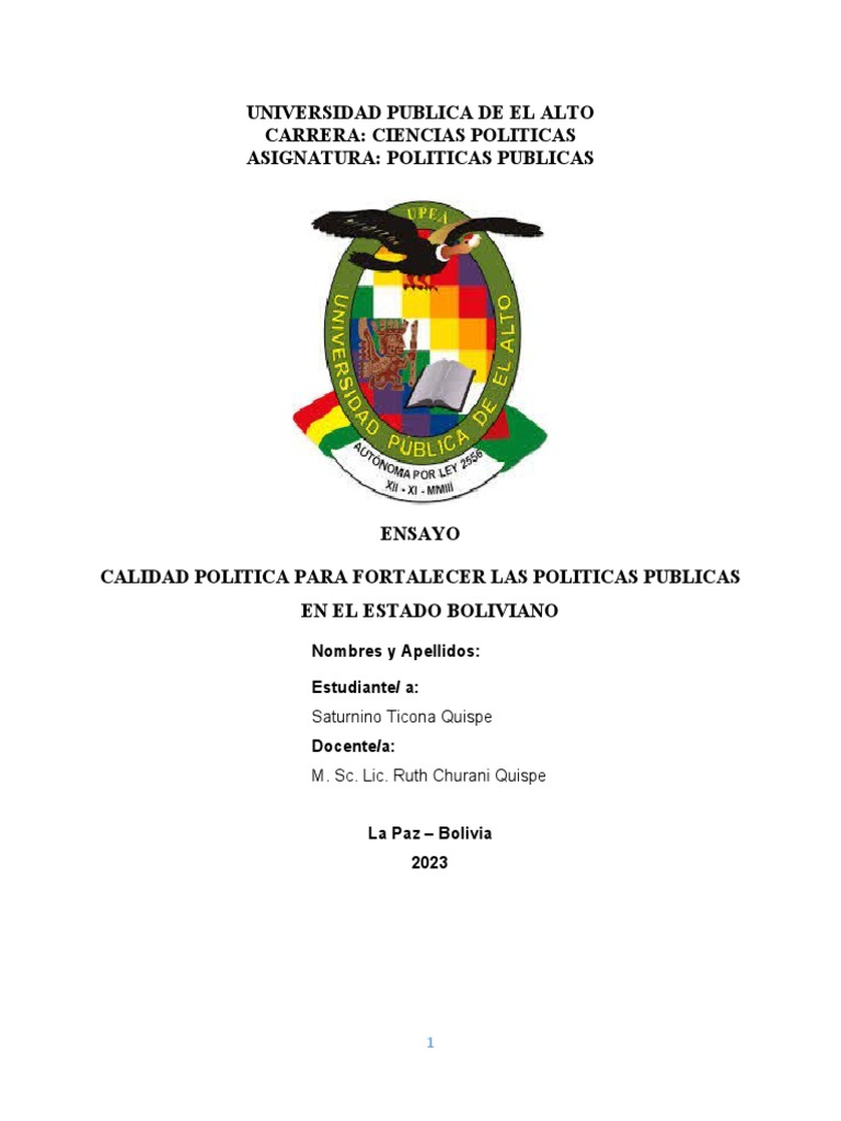 INTRODUCCION para Politcas Publicas | PDF | Estado (política) | Bolivia
