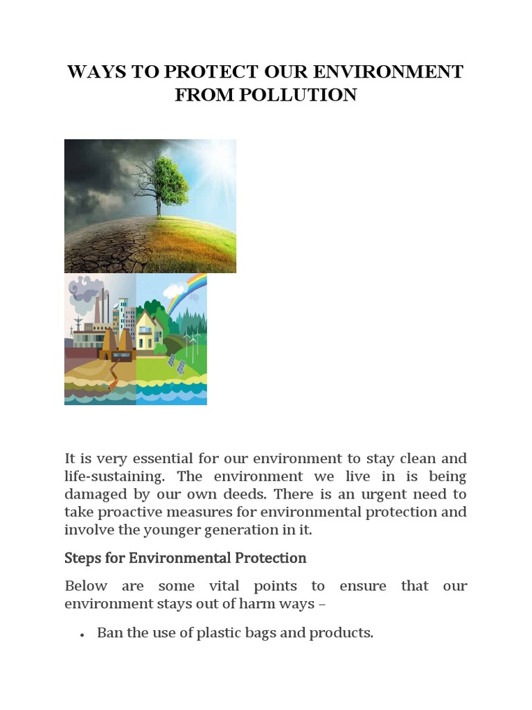 Ways To Protect Our Environment From Pollution | PDF
