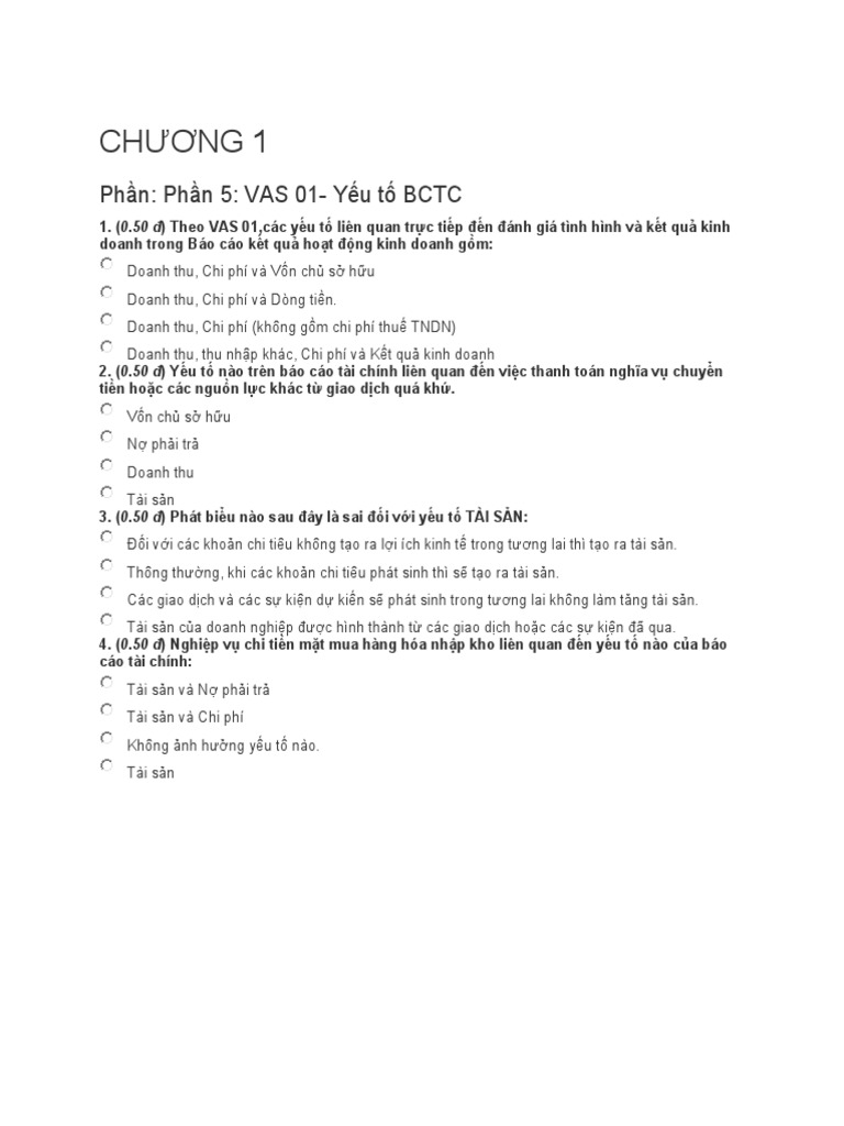 BT KTTC 1 CHƯƠNG 1 | PDF