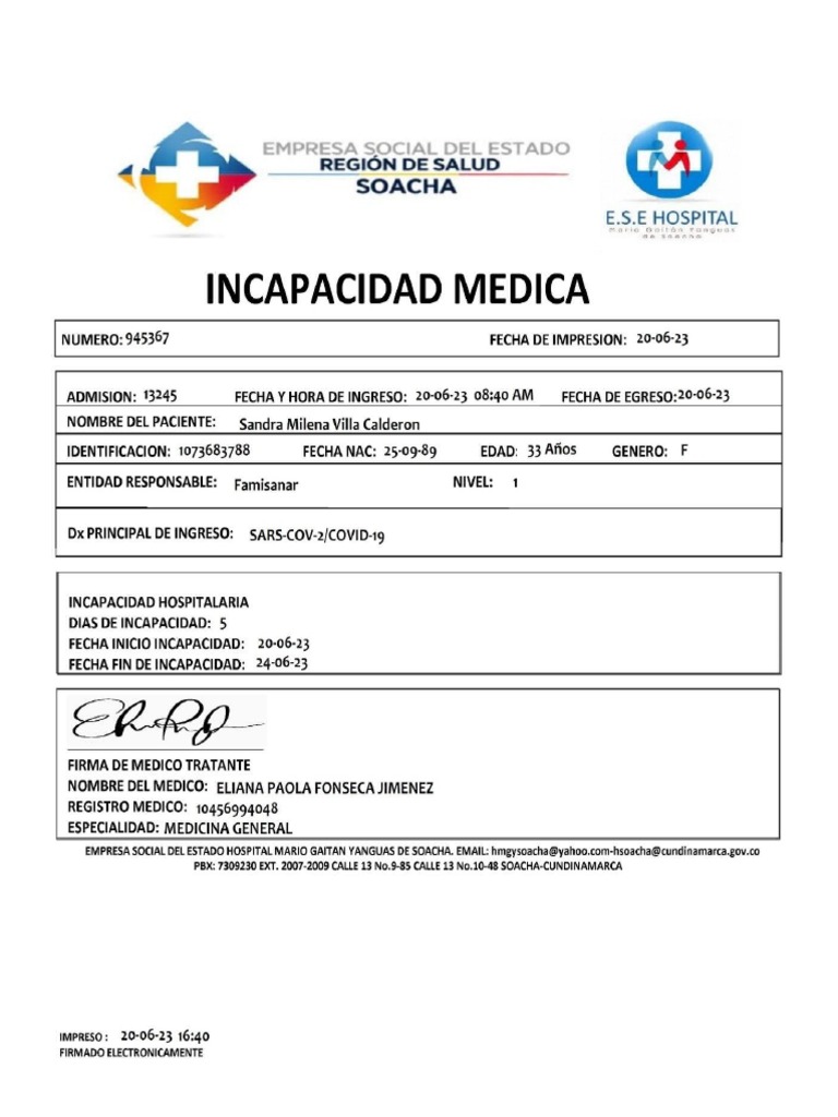 Incapacidad Medica Mario Gaitan Yanguas | PDF