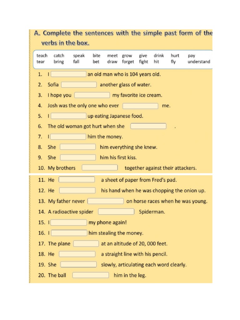 Irregular Verbs Pdf