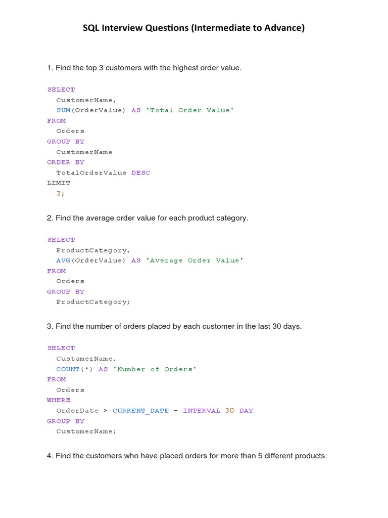 SQL Interview Q&A | PDF