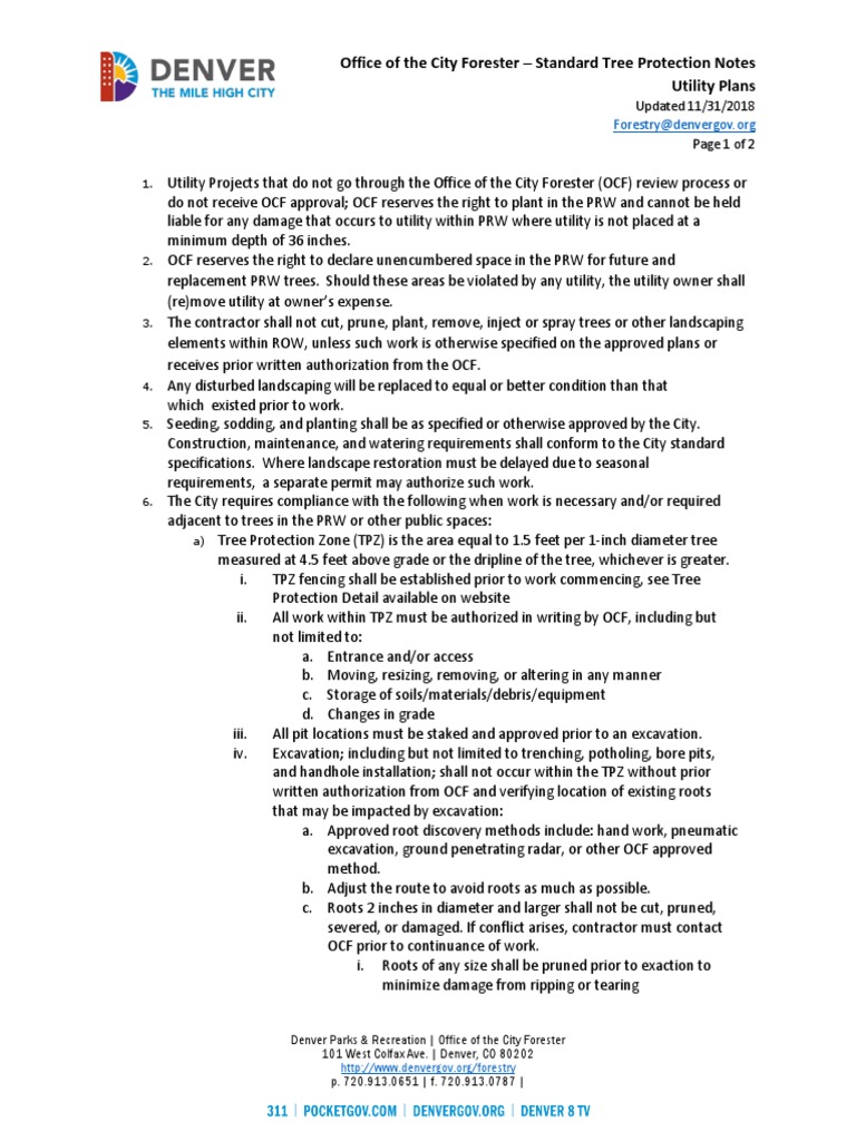 Denver Tree Protection Zone Guidelines | PDF | Trees | Root