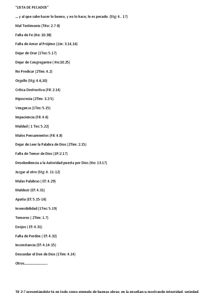 Pecados lista | PDF | Comportamiento religioso y experiencia | Mitología