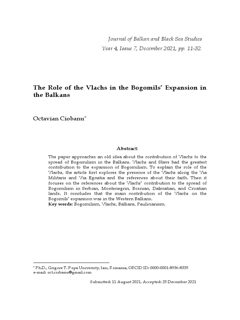 The Role of The Vlachs in The Bogomils E | PDF | Slavs | Balkans