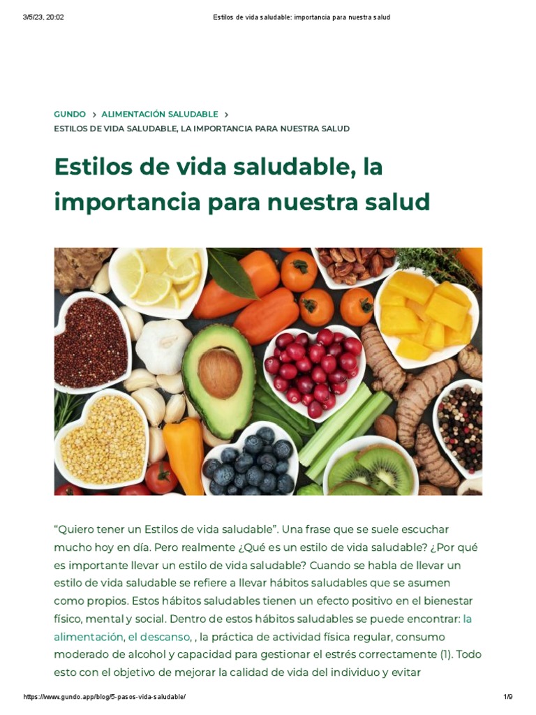 Estilos de Vida Saludable - Importancia para Nuestra Salud | PDF ...