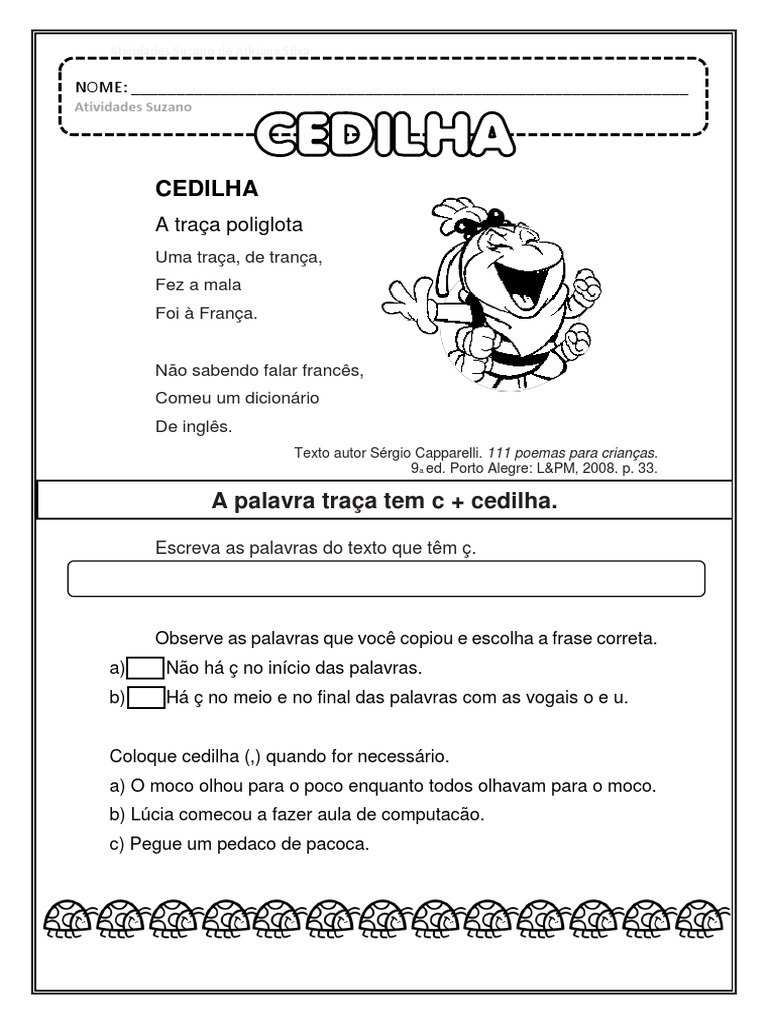 Atividades com Cedilha para Crianças | PDF