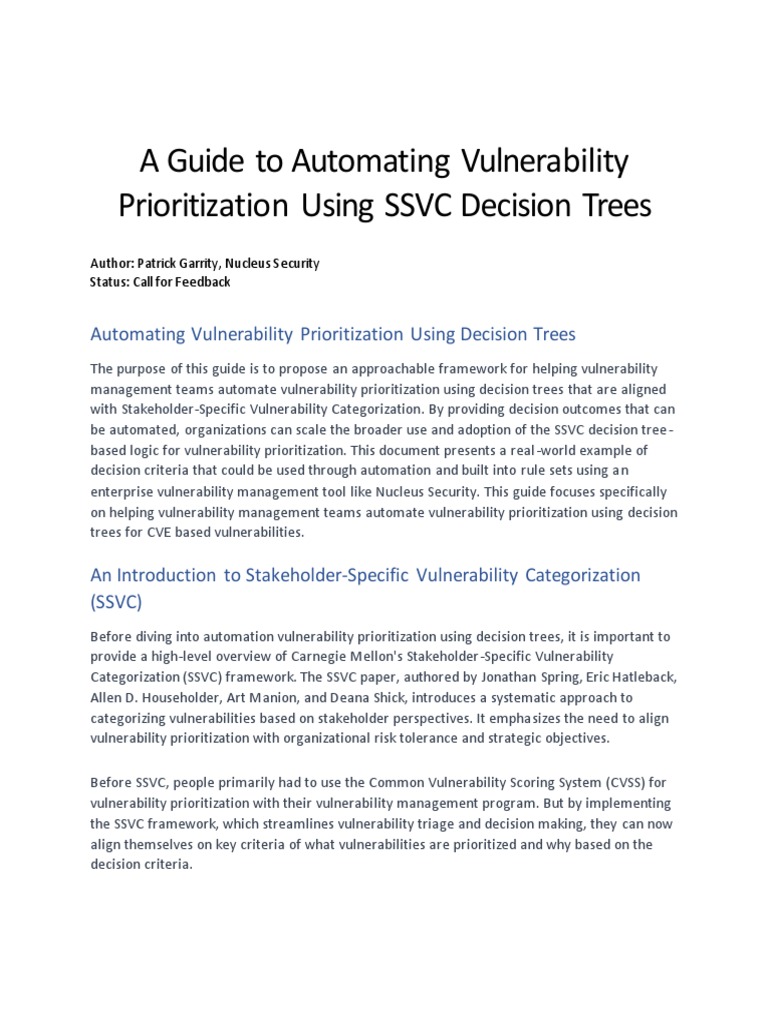 SSVC Decision Tree | PDF | Vulnerability (Computing) | Automation