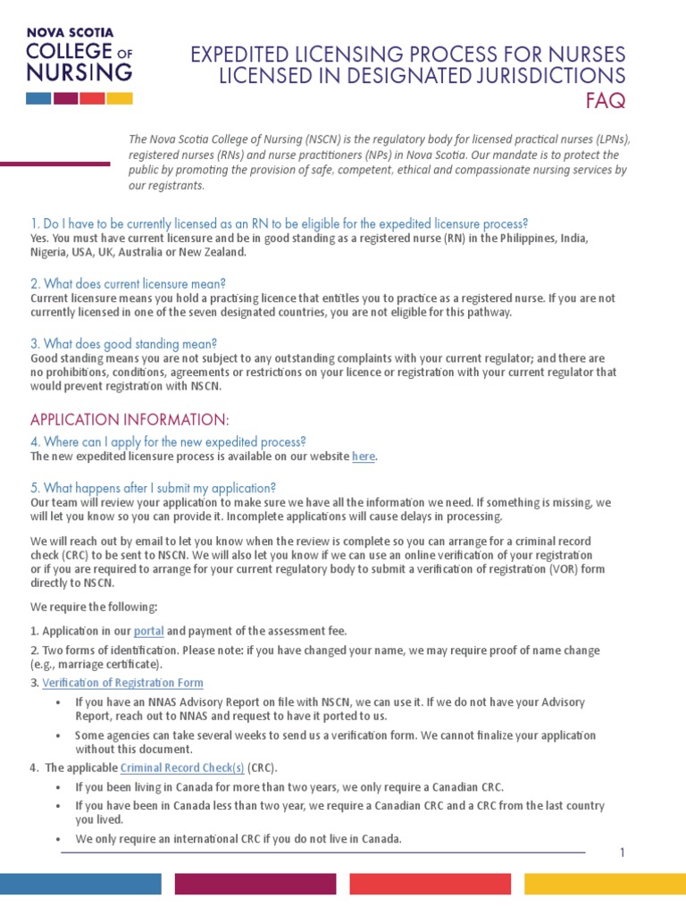 Expedited Licensing Process For Nurses Licensed in Designated Jurisdictions FAQ | Download Free ...