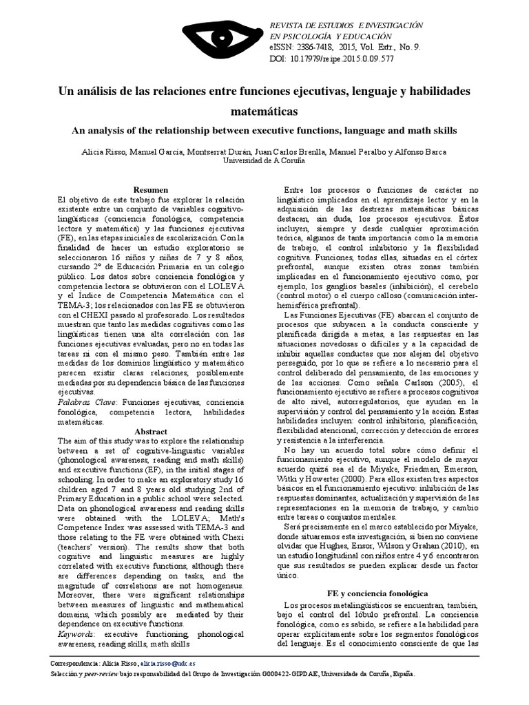 Un Analisis de Las Relaciones Entre Func | PDF | Aprendizaje | Memoria