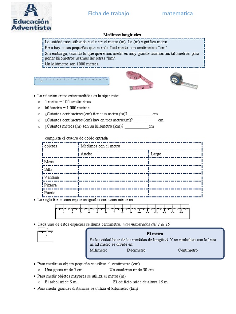 Ficha Medidas de Longitud | PDF | Longitud | Metro