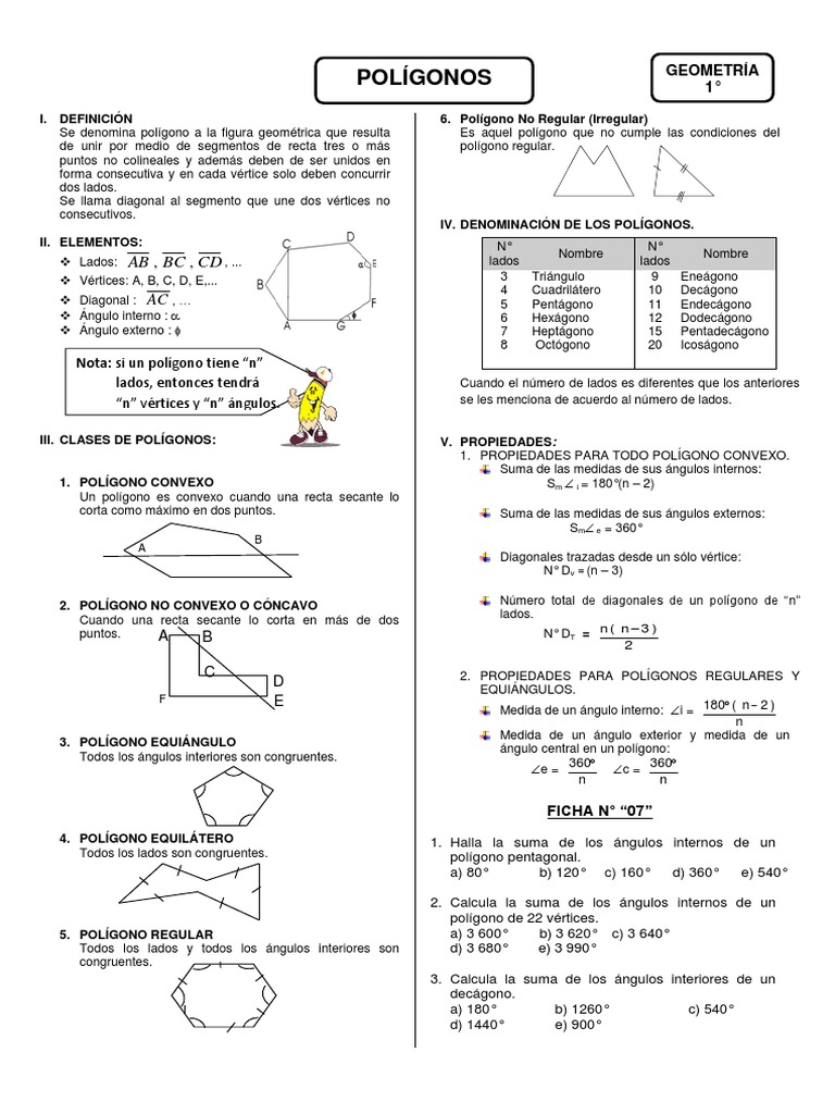 Ficha Poligonos 1pdf | PDF | Ángulo | Geometria clasica