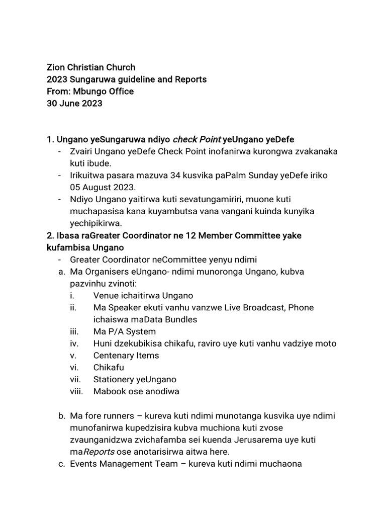 Sungaruwa Guideline & Reports 30 June 2023 | PDF