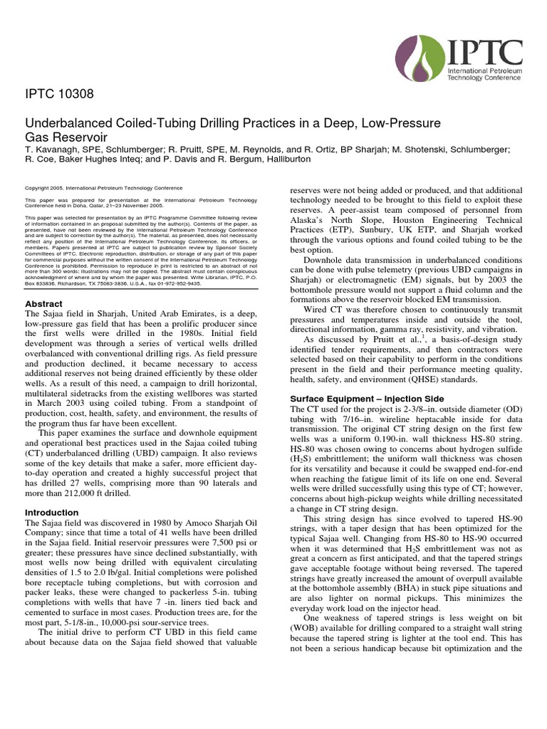 10308-MS-P-Underbalanced Coiled Tubing Drilling Practices in | PDF ...