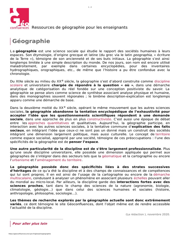 Ressources pour enseigner la géographie | PDF | Géographie | Science
