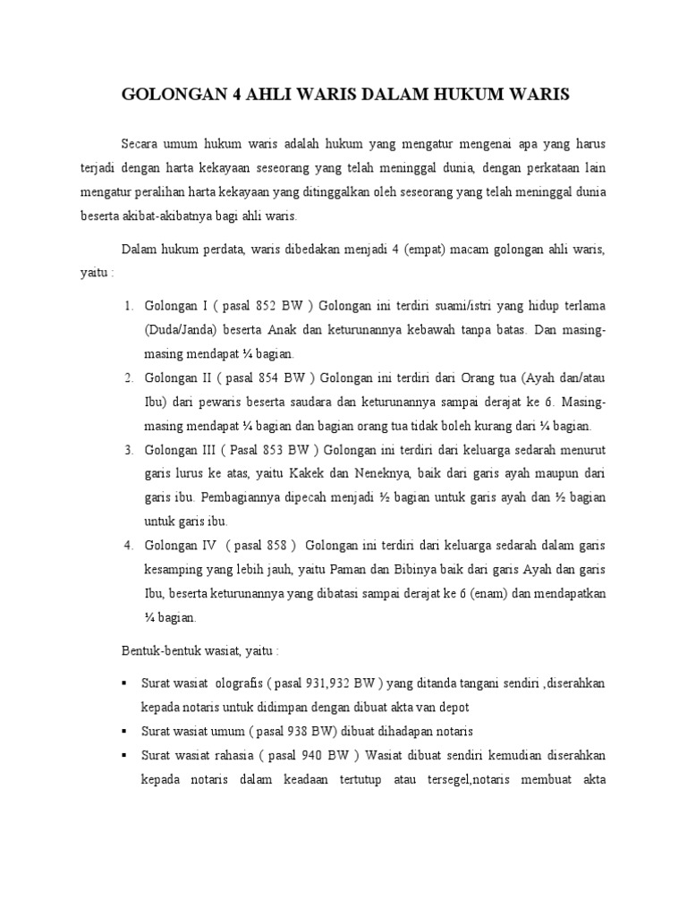 Hk. Waris Adat Kel 4 | PDF