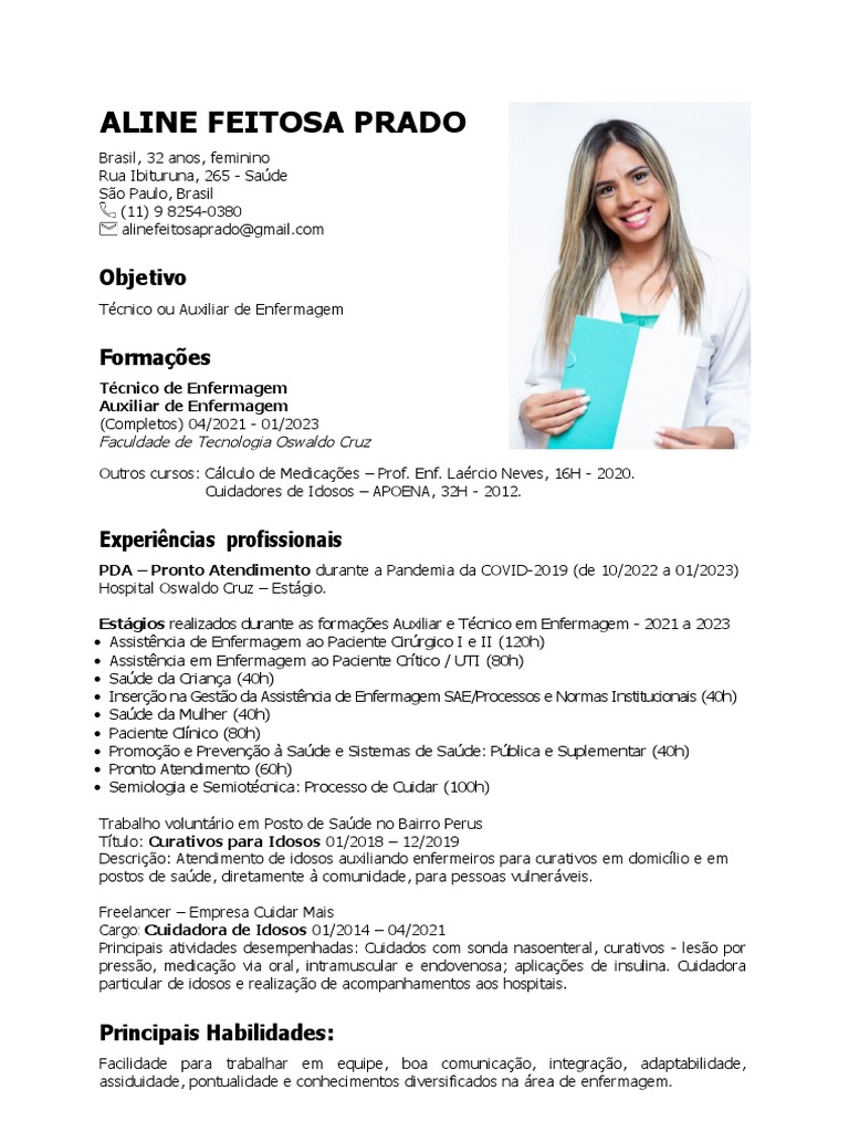 Modelo CV de Enfermagem | PDF