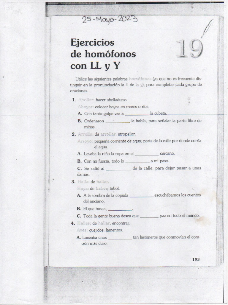 Ejercicios de Homofonos | PDF
