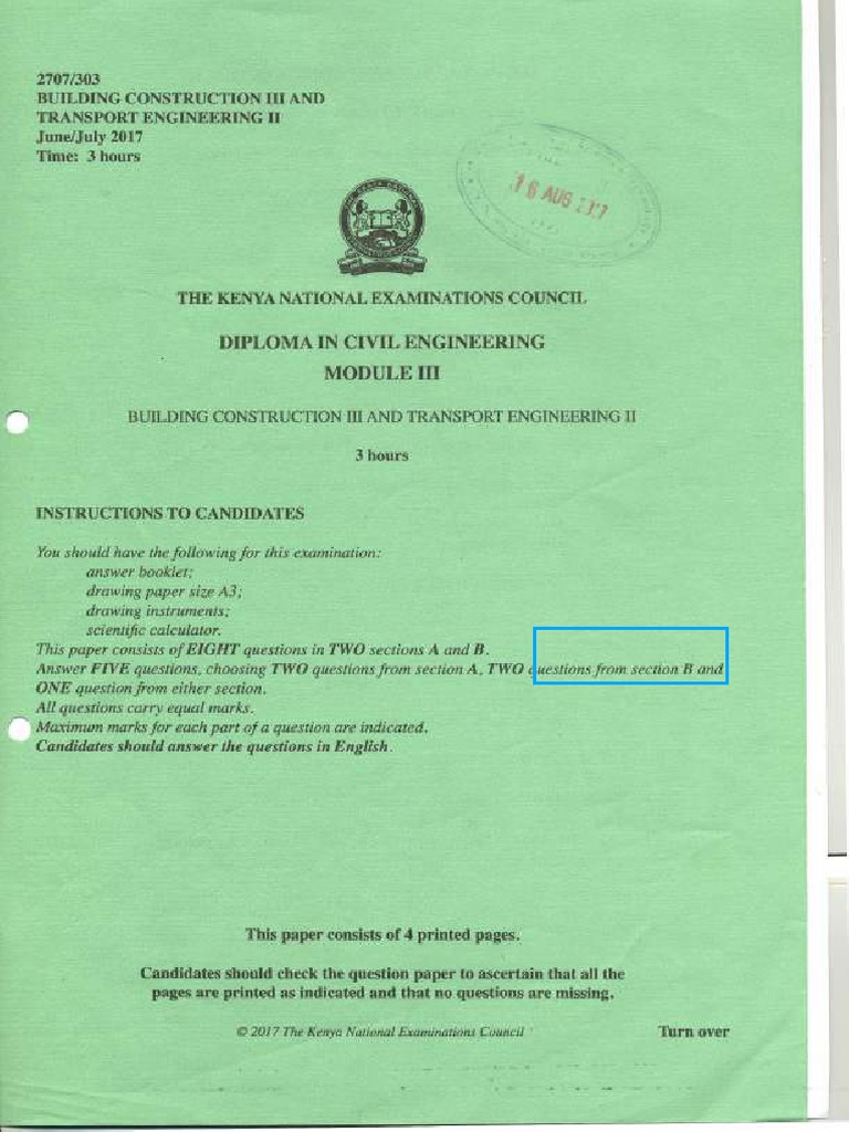 KNEC Building Construction Exam Paper | PDF | Rail Infrastructure ...