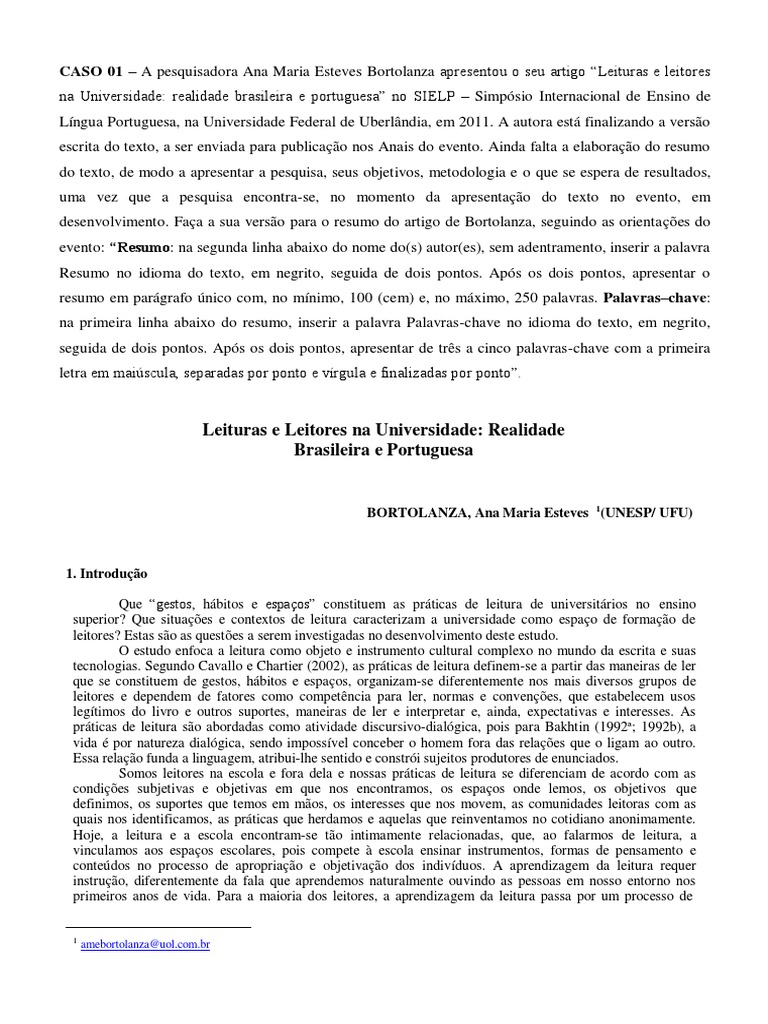 Artigo Ana Maria Esteves Bortolanza | PDF | Pedagogia | Programa para ...