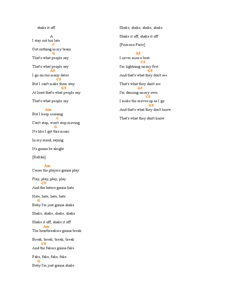 Shake It Off Lyrics and Chords | PDF