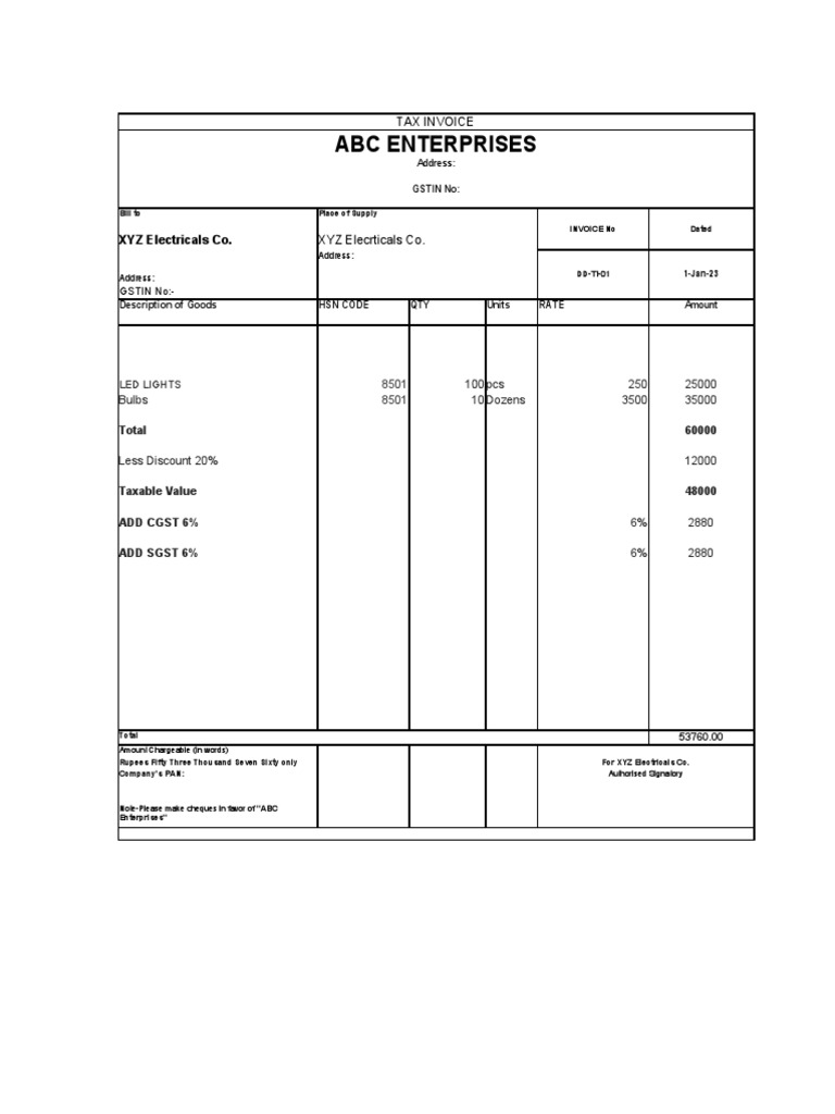 GST Tax Invoice Format 2 | PDF