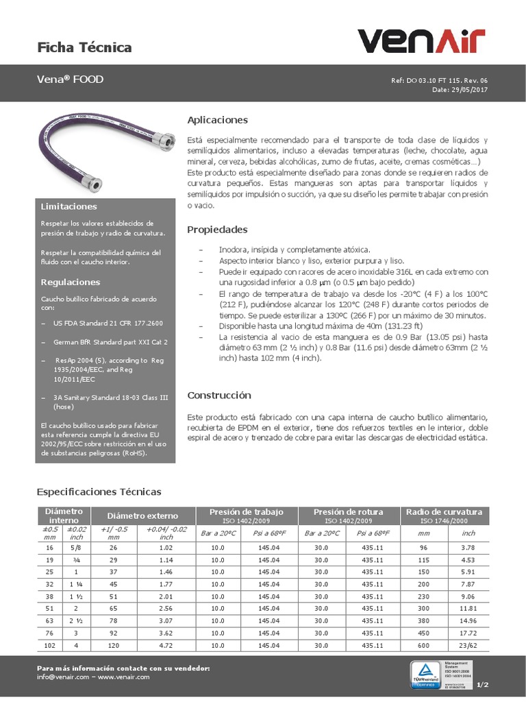 DO 03.10 FT 115 Rev 06 VENA FOOD | PDF | Materiales | Química